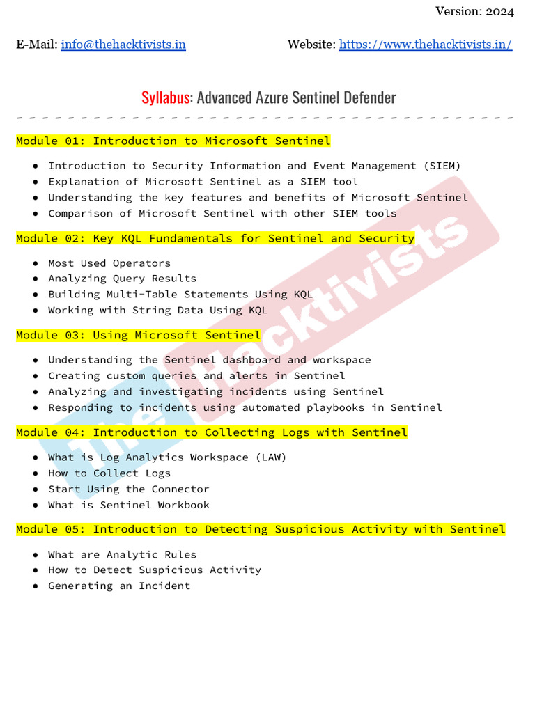 Advanced Microsoft Sentinel Training | PDF | Information Technology ...