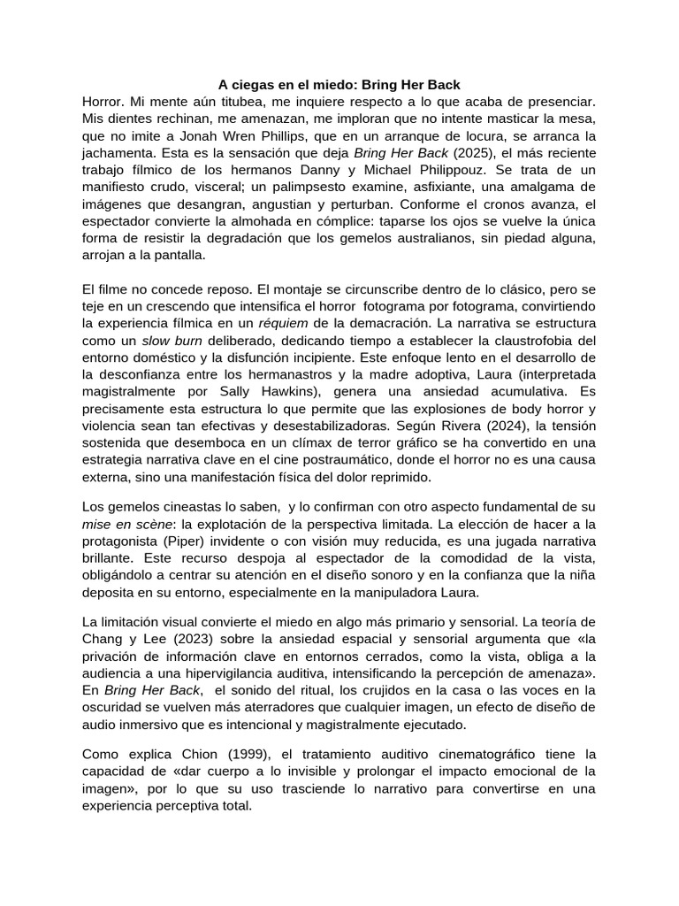 Parcial - Crítica de Cine | PDF | Dolor | Ficción de terror