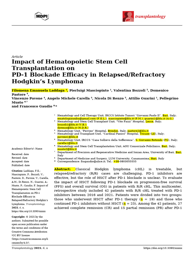 Transplantology 3410449 Tracked | PDF | Hematopoietic Stem Cell ...