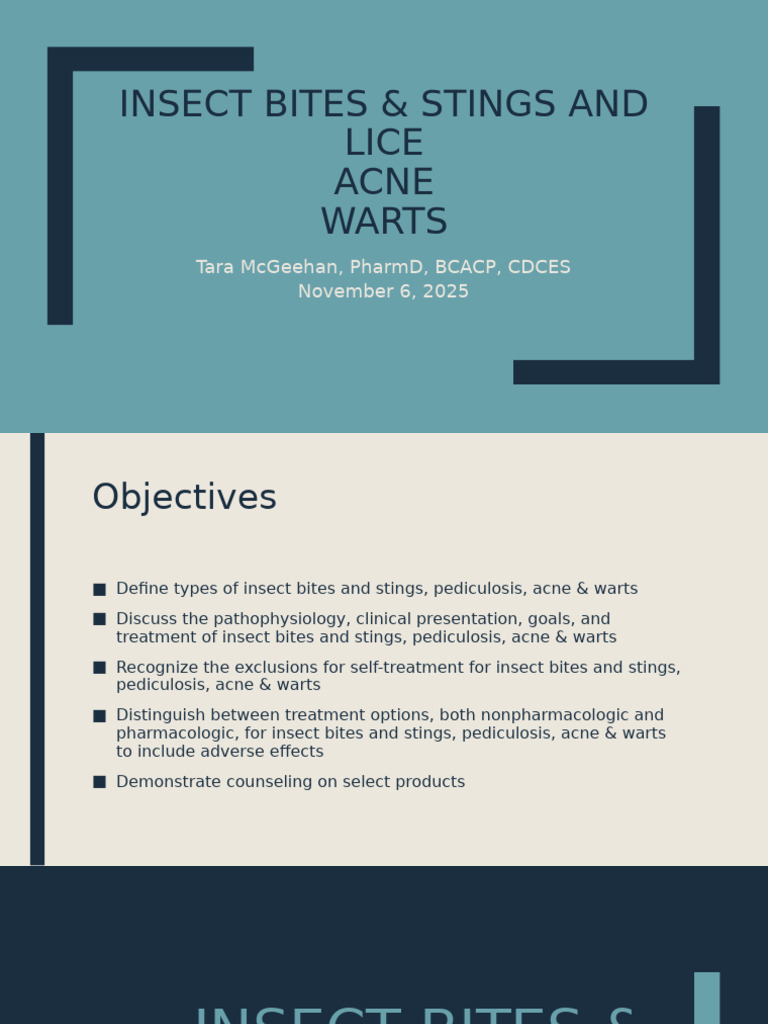 OTC Bug Bites, Lice, Acne, Warts 2025 SV | PDF