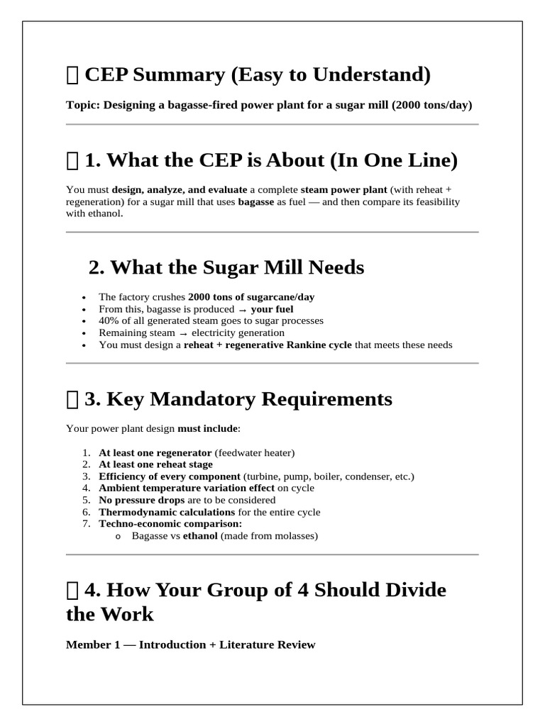 Initial Work For Thermo Cep | PDF | Cogeneration | Thermodynamics