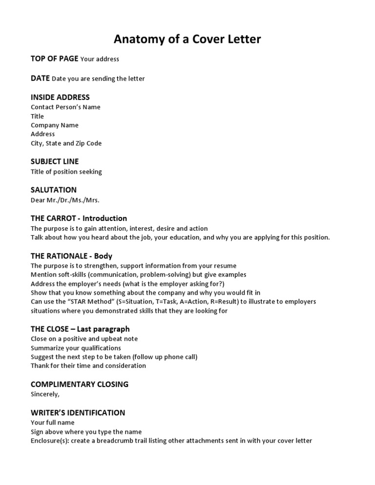 Cover Letter Anatomy Guide | PDF