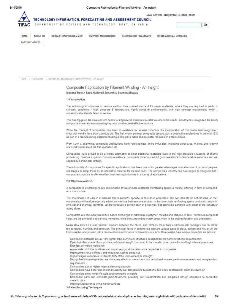 Filament Winding in Composite Fabrication | PDF | Composite Material ...