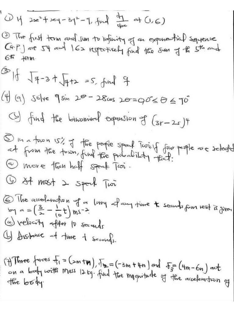 Novdec Elective Mathematics Trial Eagle Learning Hub | PDF