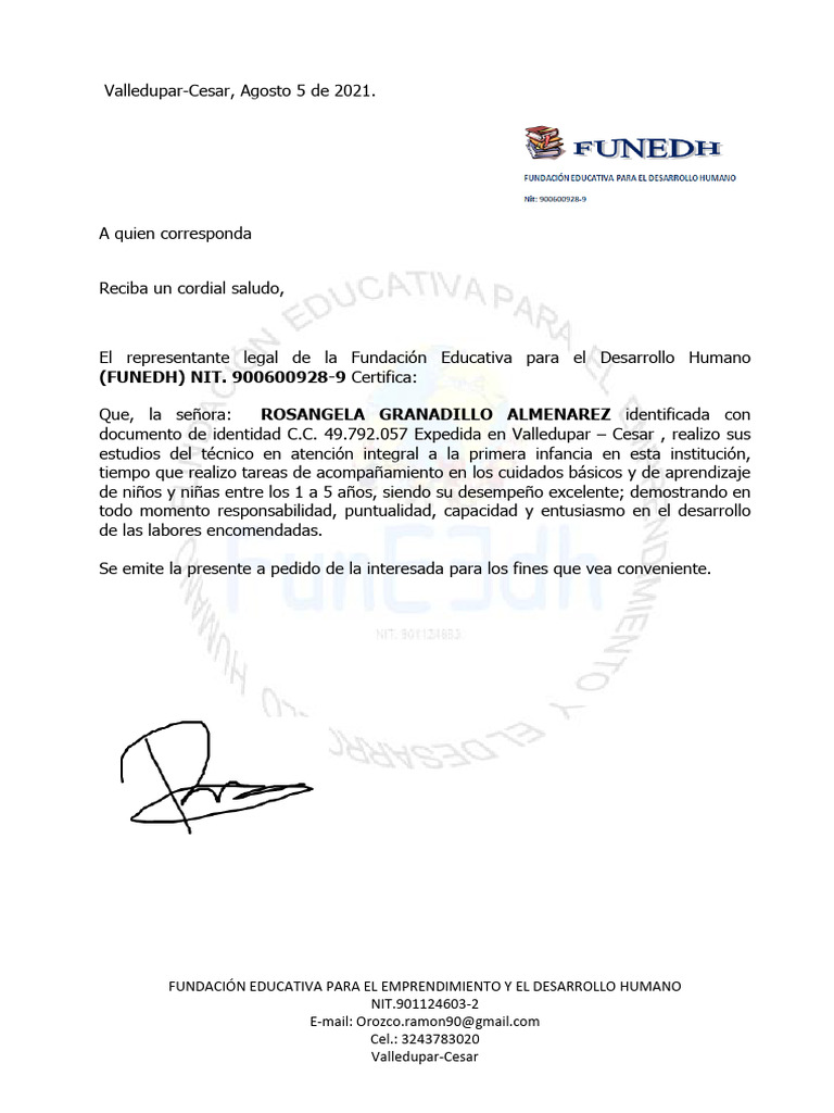 Carta Certificado | PDF
