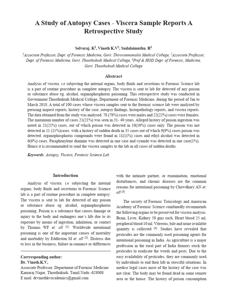 Study of Autopsy | PDF | Poison | Autopsy