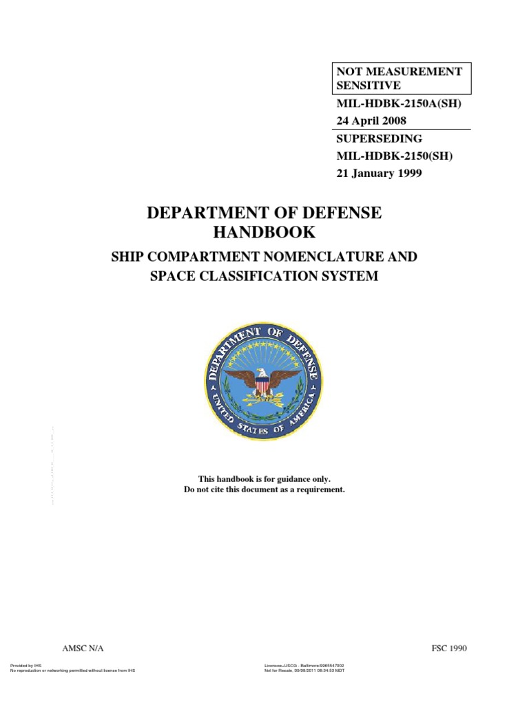 MIL HDBK 2150A Ship Compartment Nomenclature and Space Classification ...