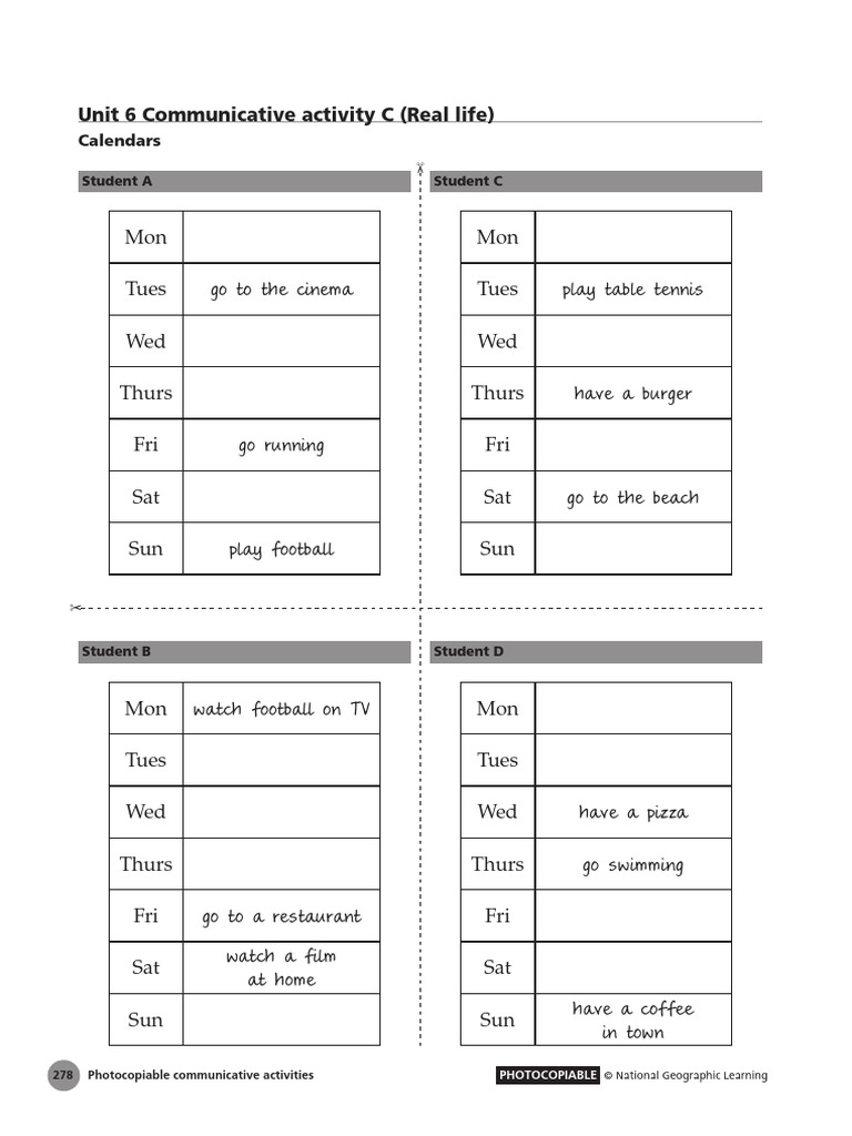 Beginner - Unit 6 - Communicative Activity C | PDF