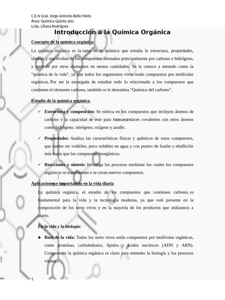 Introducción a la Química Orgánica | PDF | Química | Química Orgánica