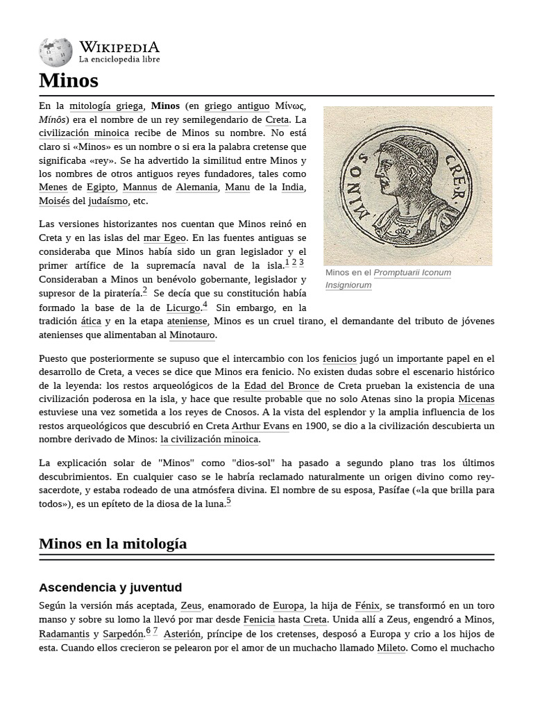Minos: Rey Mítico de Creta | PDF