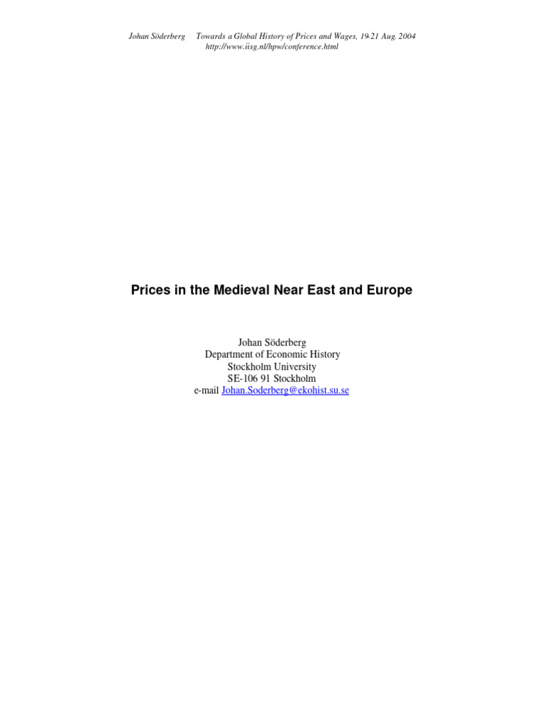 Prices in The Medieval Near East and Eur | PDF | Famine | Coefficient ...