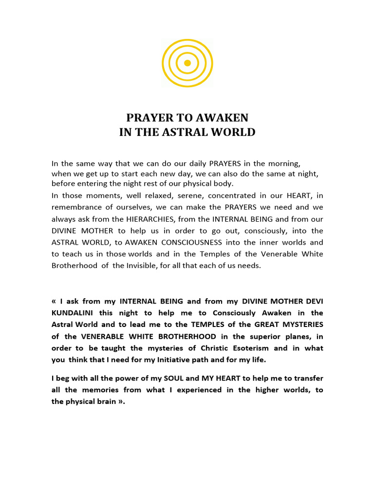 Astral World Prayer for Conscious Awakening | PDF