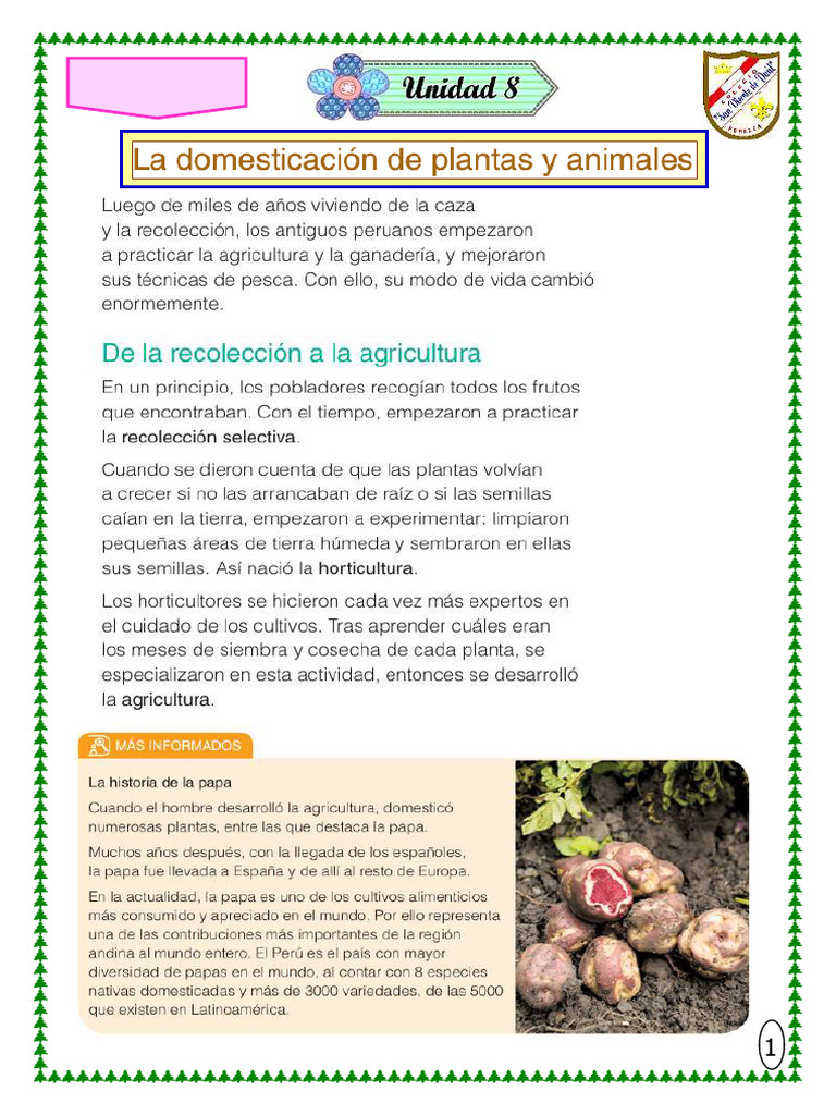 La Domesticacion de Plantas y Animales U8 P. Social 2025 Silvia | PDF ...