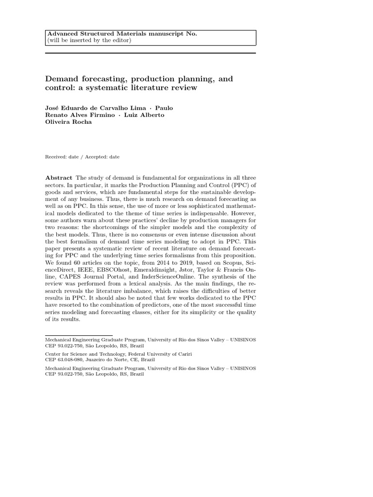 Demand Forecasting in Production Planning | PDF | Forecasting | Time Series