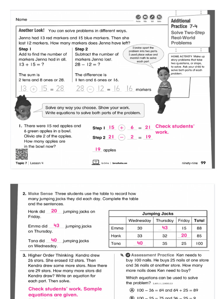 Lesson 7-4 Answer Key | PDF