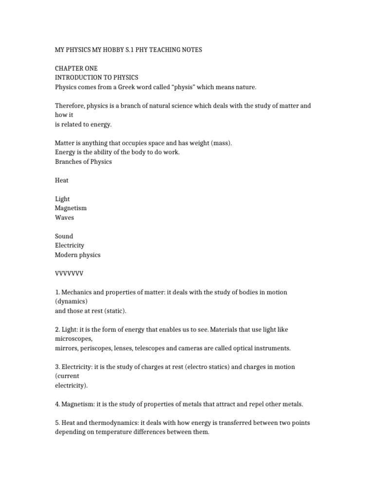 S1 Physics Introduction To Physics | PDF