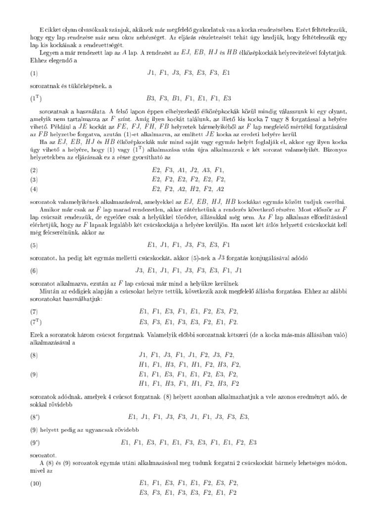 Viktor T. Toth Rapid Solytion of Rubiks Kube Showpdf | PDF