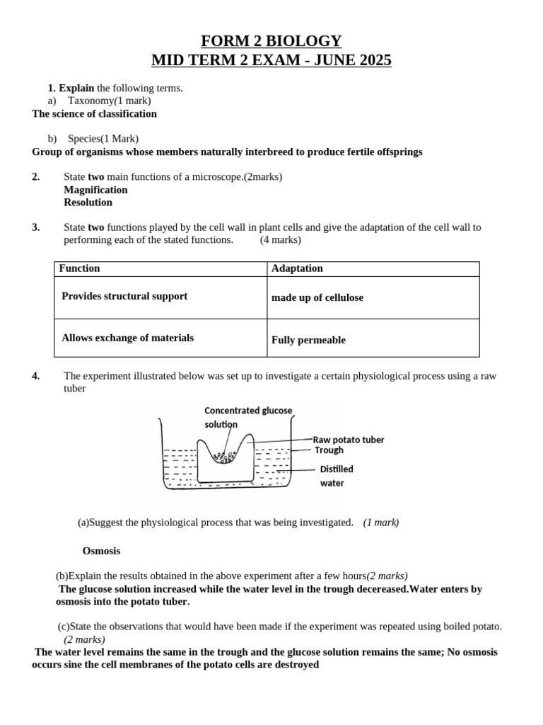 Biology f2 Ms | PDF | Leaf | Circulatory System