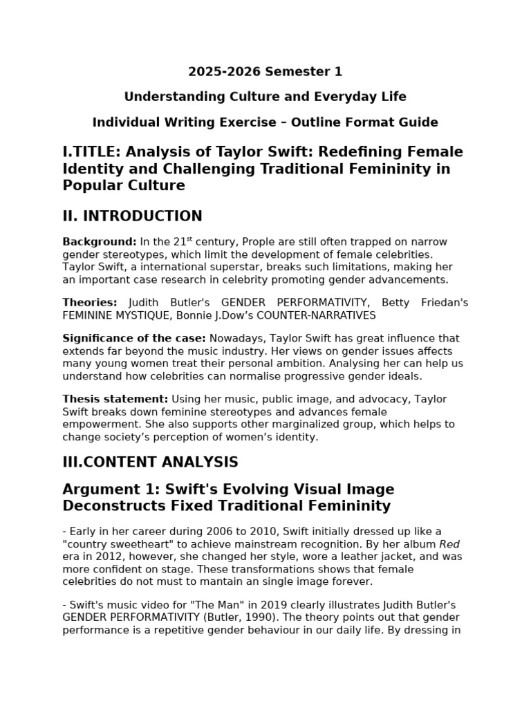 Taylor Swift: Redefining Femininity in Culture | PDF | Gender Studies ...