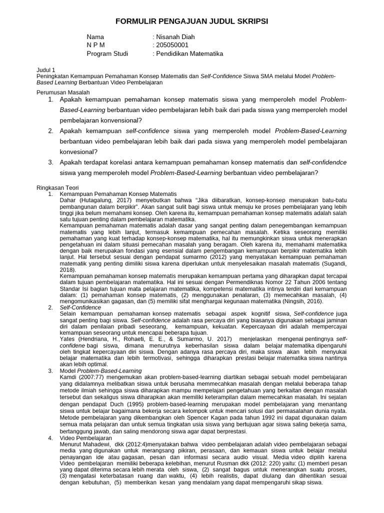 Form Pengajuan Judul Seminar Proposal | PDF