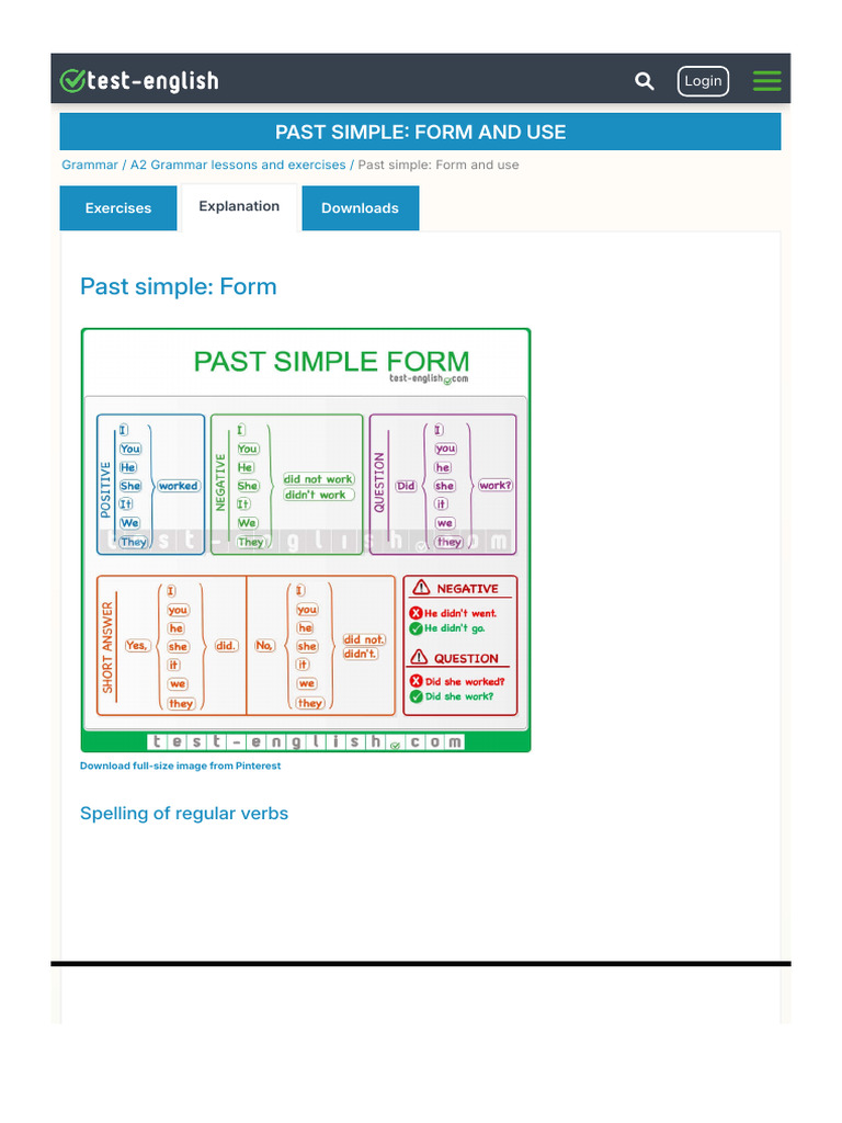 Past Simple- Form and Use - Test-English | PDF | Language Families ...