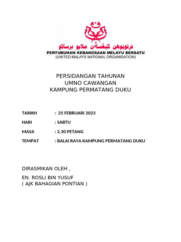 Umno Caw 2023 | PDF