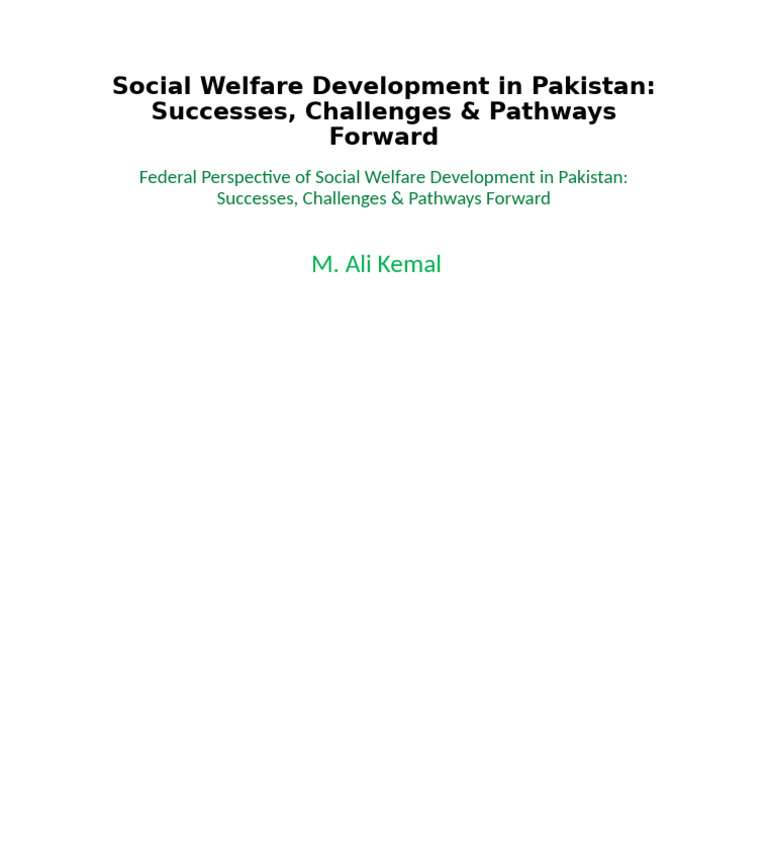 Social Welfare Development in Pakistan | PDF