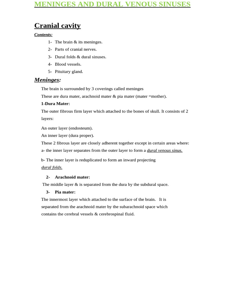 5. Meninges and Dural Venous Sinuses | PDF | Vein | Human Head And Neck