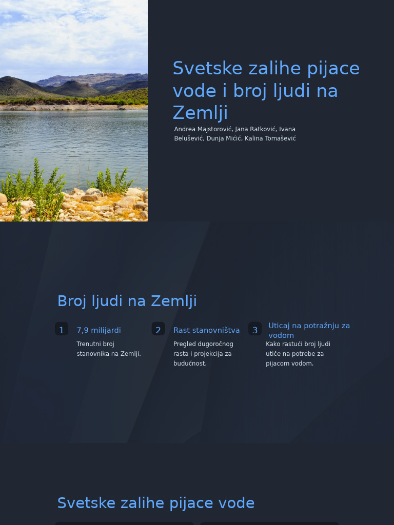 Svetske Zalihe Pijaće Vode I Broj Ljudi Na Svetu | PDF