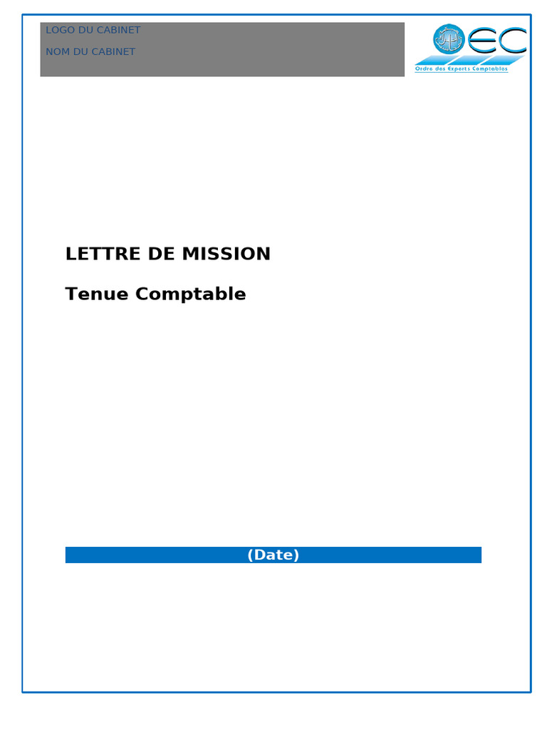Lettre de mission pour tenue comptable | PDF | Facture | Comptabilité