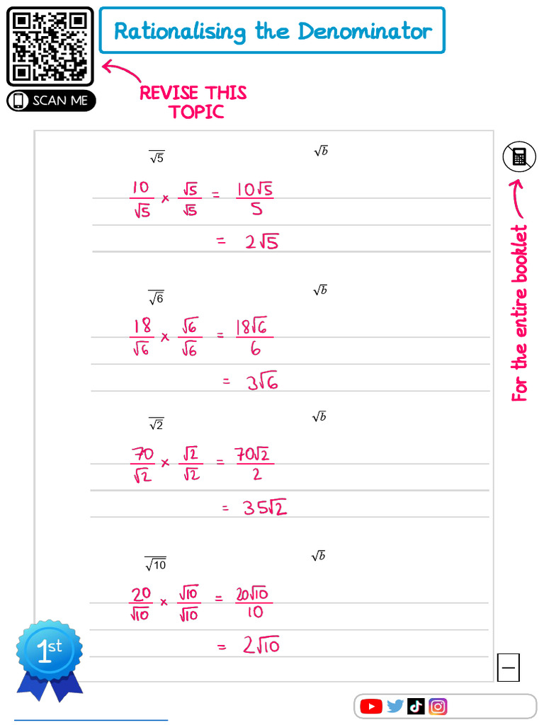 Rationalising Denominators Explained | PDF | Elementary Mathematics ...