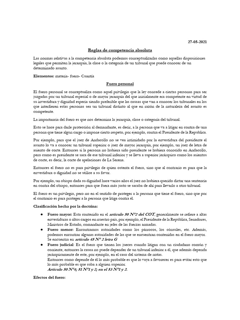 Reglas de competencia absoluta | PDF | Cadena perpetua | Castigos