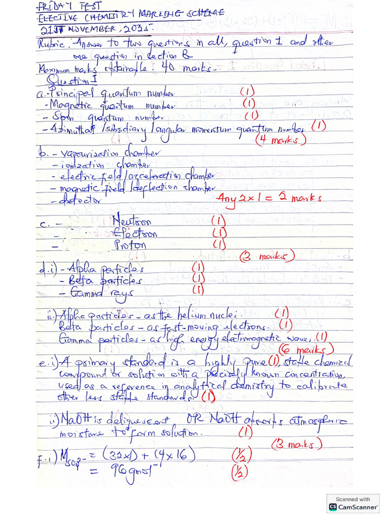 Friday Test 04 Marking Scheme | PDF