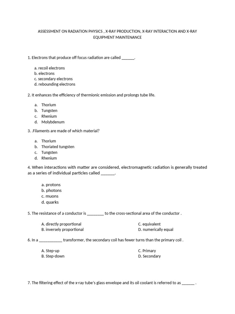 X-Ray Physics and Equipment Assessment | PDF | Electron | Atoms