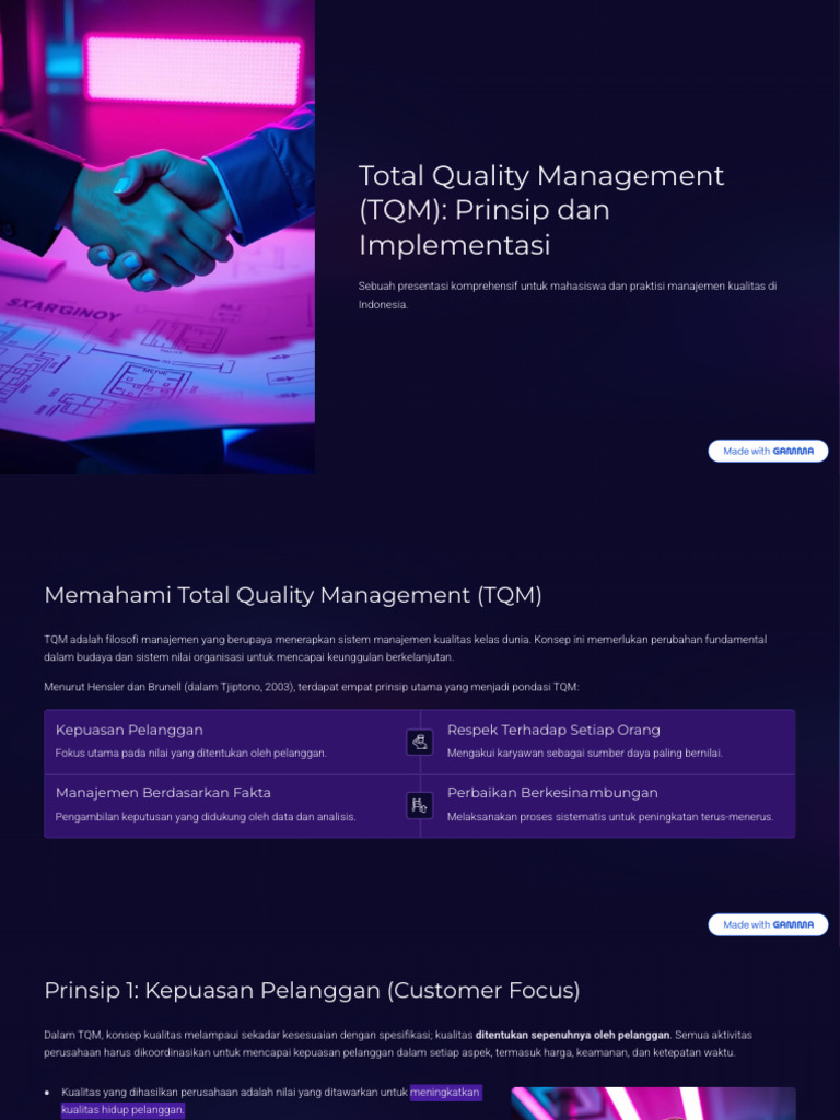 Total Quality Management TQM Prinsip Dan Implementasi | PDF