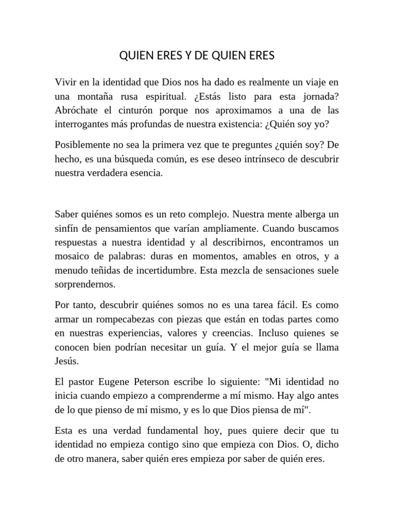 Quien Eres y de Quien Eres | PDF | Dios | Verdad
