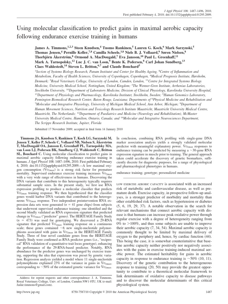 Timmons Et Al 2010 Using Molecular Classification To Predict Gains in ...