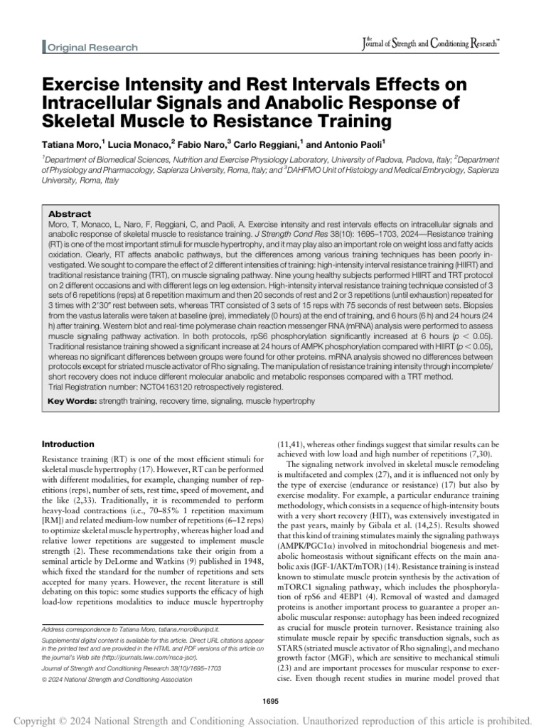 Exercise Intensity and Rest Intervals Effects On.1 | PDF | Real Time ...
