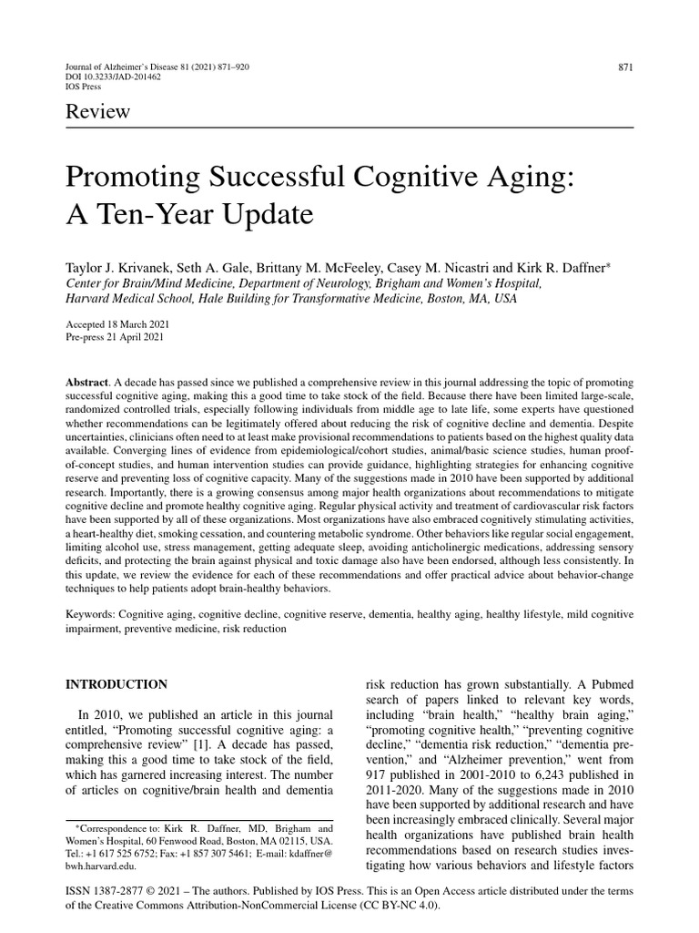 Promoting Successful Cognitive Aging_a Ten-year Update KRIVANEK 2021 ...