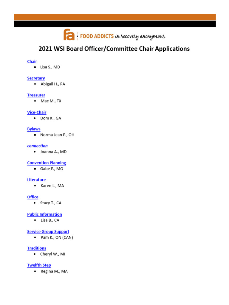 Wsi Board Applications 2021 | PDF | Budget | Twelve Step Program