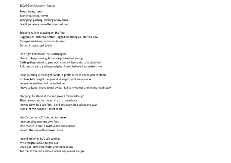 Escape: A Thrilling Chase Poem | PDF