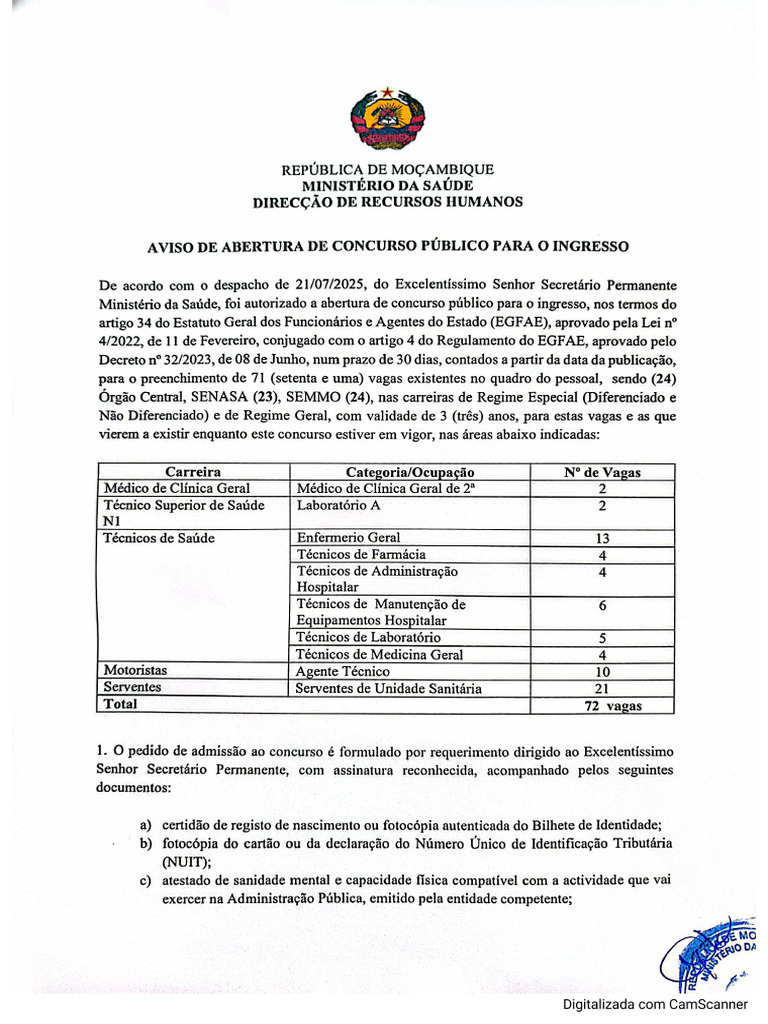 Vagas Misau Senasa Semmo Novembro2025 | PDF