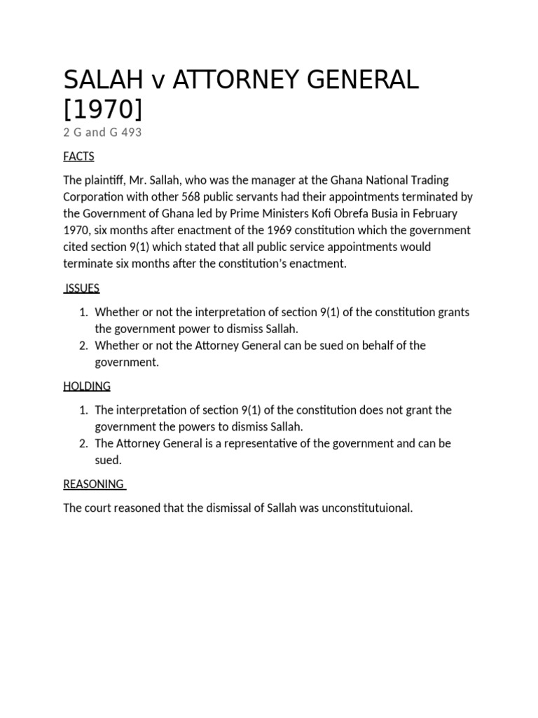 Breifing of Sallah v Attorney General | PDF
