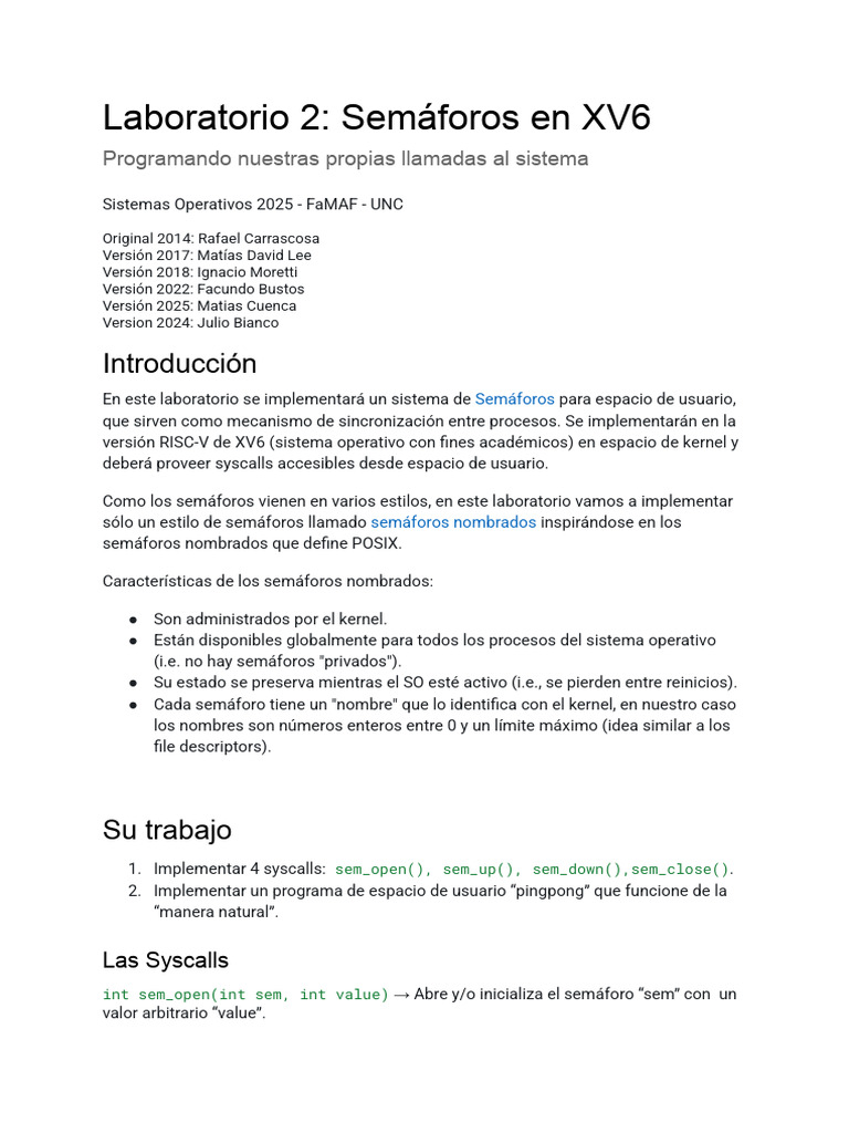Lab2 - Enunciado | PDF | Kernel (sistema operativo) | Software del sistema