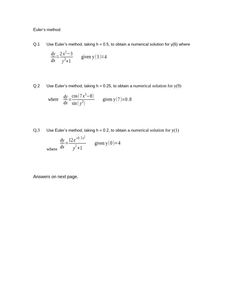 Euler Problem Sheet | PDF