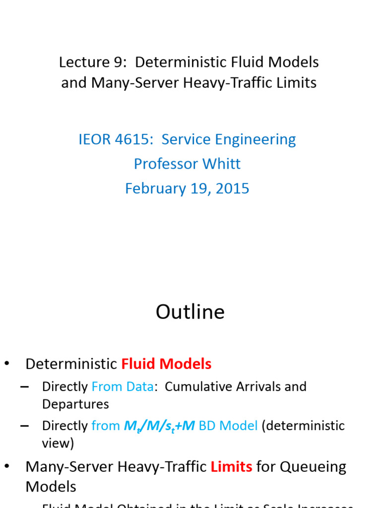 Lec 9 Fluid Models and Limits | PDF | Statistical Theory | Mathematical ...