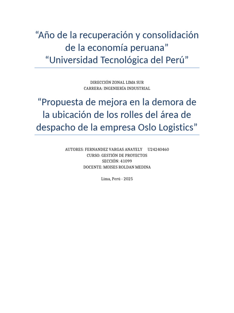Proyecto Oslo Logistics Seguimiento y Cierre | PDF | Sistema de manejo ...