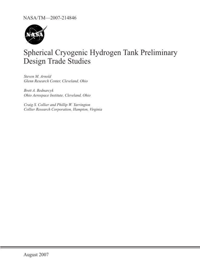 Spherical Cryogenic Hydrogen Tank Preliminary Design Trade Studies ...