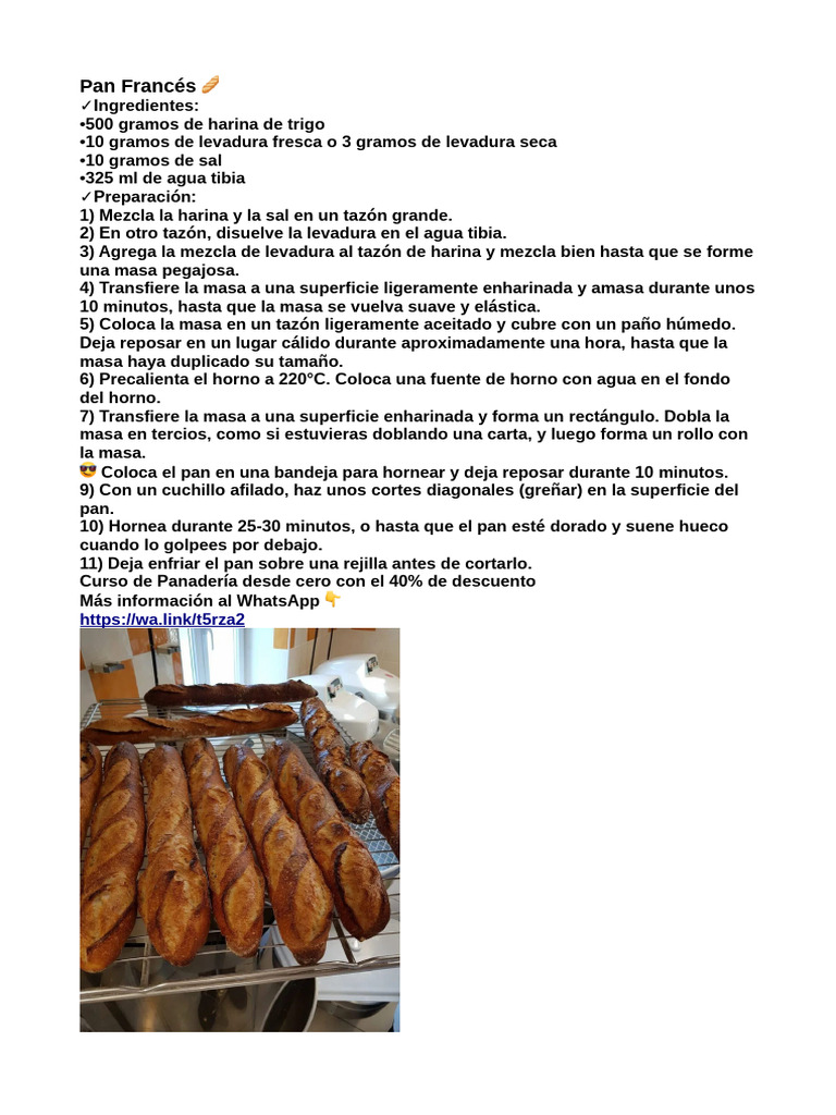 Receta de Pan Francés Casero | PDF