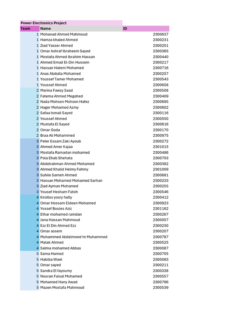 Team Member List with IDs | PDF